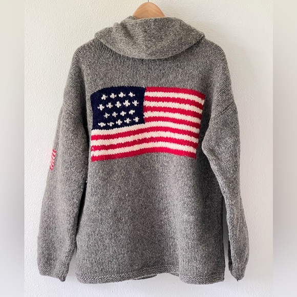 American Vintage | Jackets & Coats | American Flag Vintage Gray Thick ...
